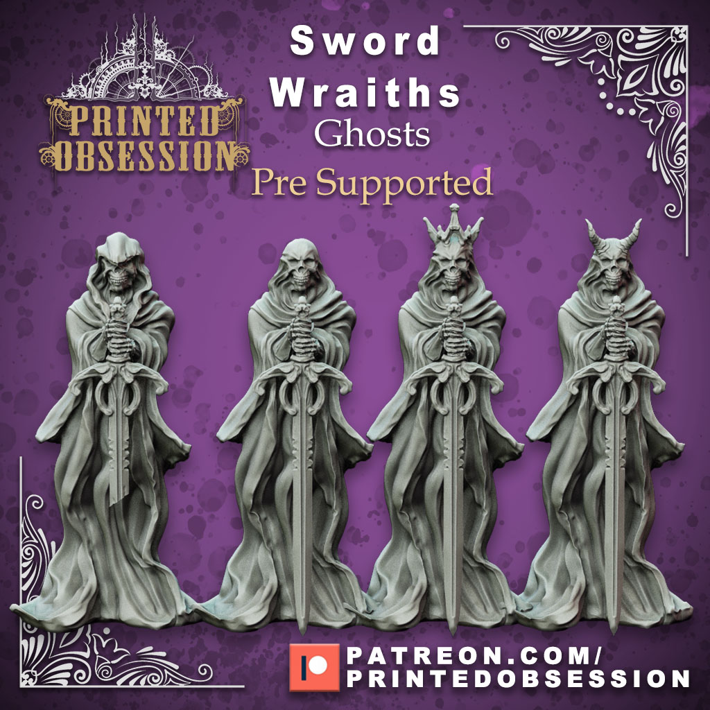 Sword Wraiths X4 - Undead Sword Masters - -32mm Scale - D&d | Miniset ...